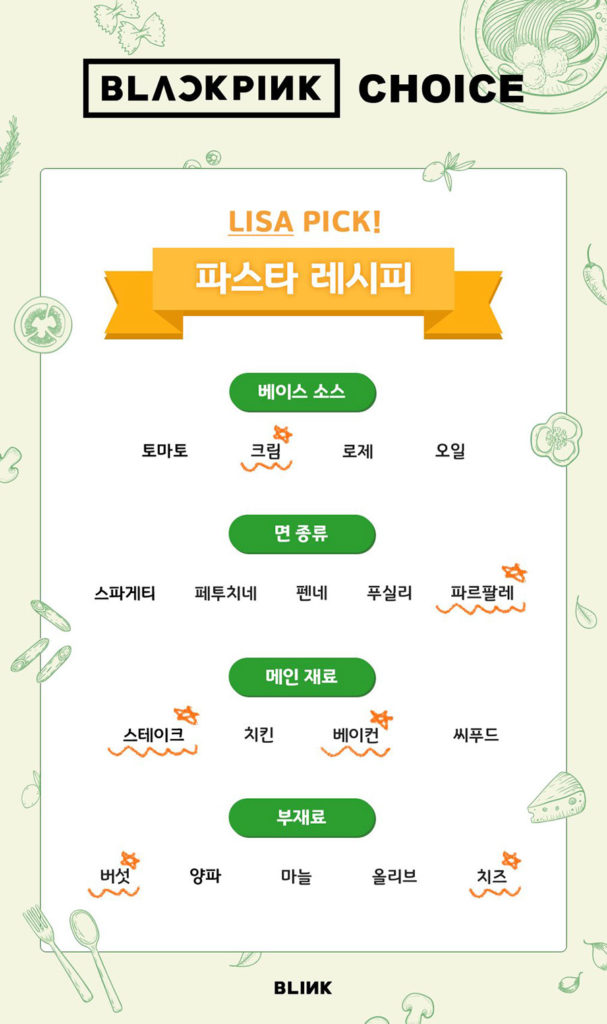 BLACKPINK CHOICE “LISA PICK! Pasta Recipe” – BLACKPINK CAFÉ